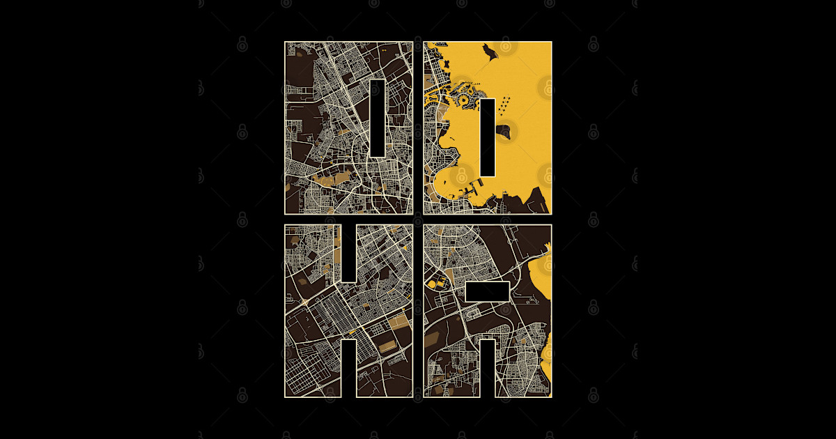 Doha, Qatar City Map Typography - Pastel - Doha - Sticker | TeePublic