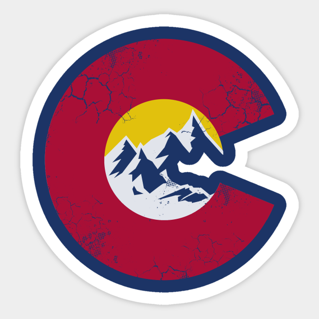 Colorado Mountains Flag - Colorado - Sticker | TeePublic