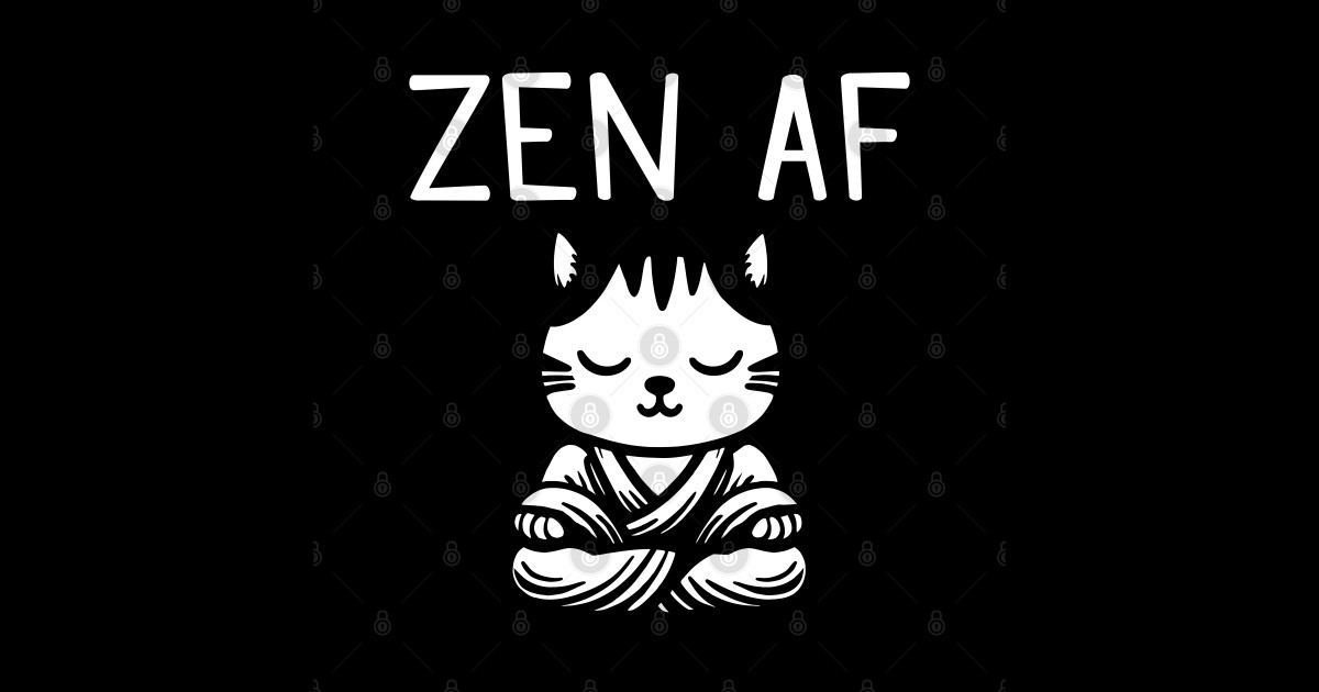 Cute Zen AF Meditating Cartoon Monk Cat - Zen - Sticker | TeePublic