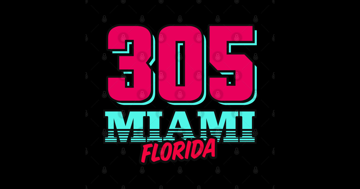 Retro Miami Florida 305 - Miami - Sticker | TeePublic