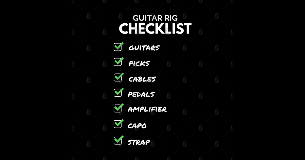 Guitar Rig Checklist Dark Theme - Checklist - Sticker | TeePublic