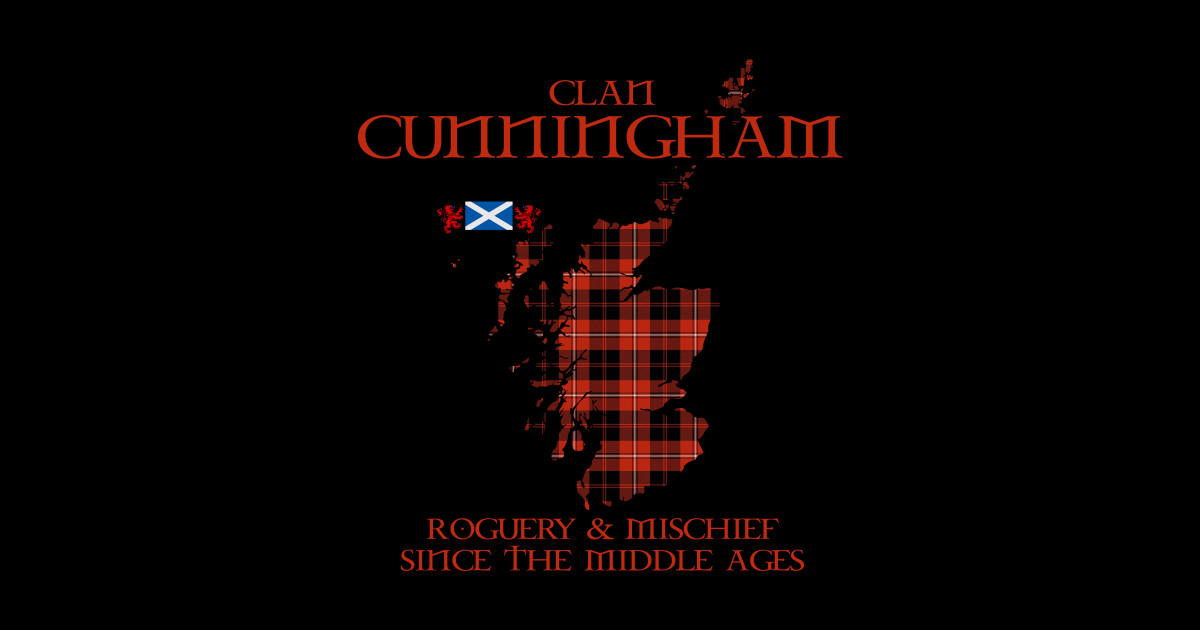 Clan Cunningham tartan Scotland map Saltire flag and lion rampant ...