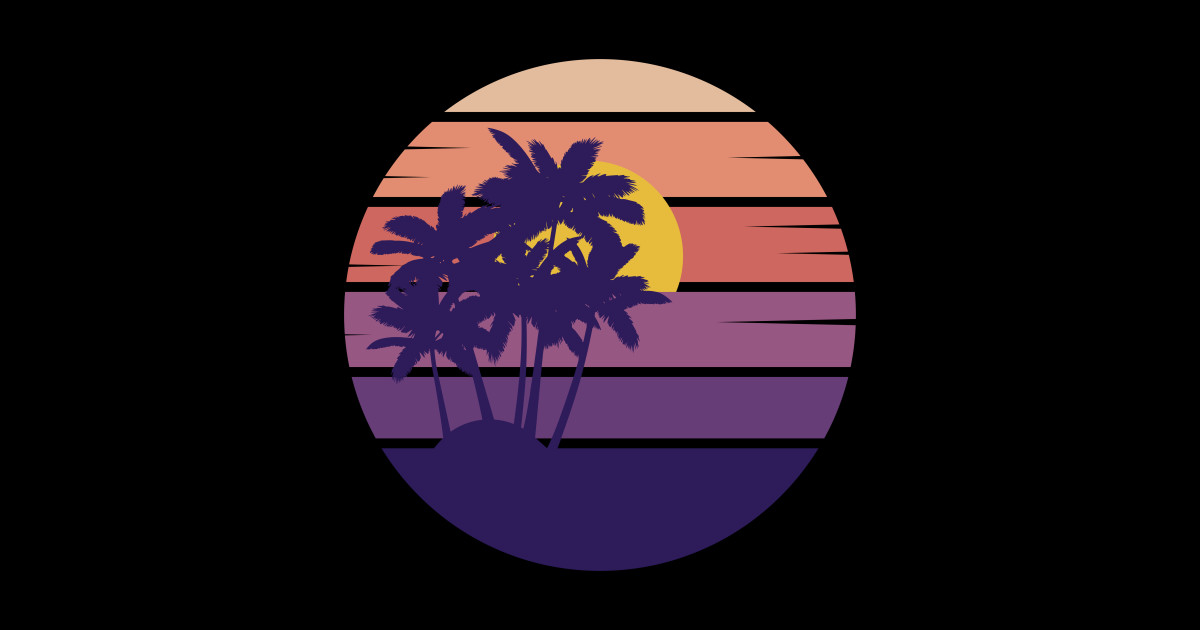 Retro Style Sunset Beach Palm Tree - Retro Sunset - Sticker | TeePublic