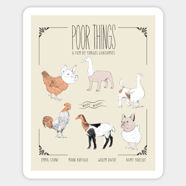Poor things creatures - Poor Things - Sticker | TeePublic