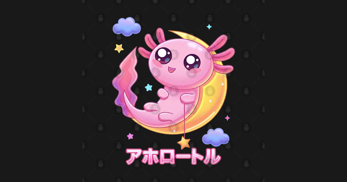 Kawaii Space Axolotl on Moon - Space Axolotl - T-Shirt | TeePublic