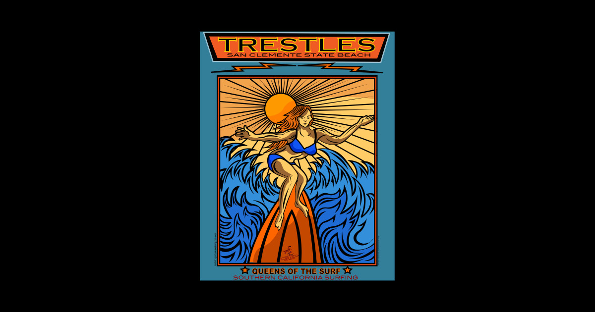 TRESTLES SAN CLEMENTE CALIFORNIA SURFING - Trestles - Sticker | TeePublic