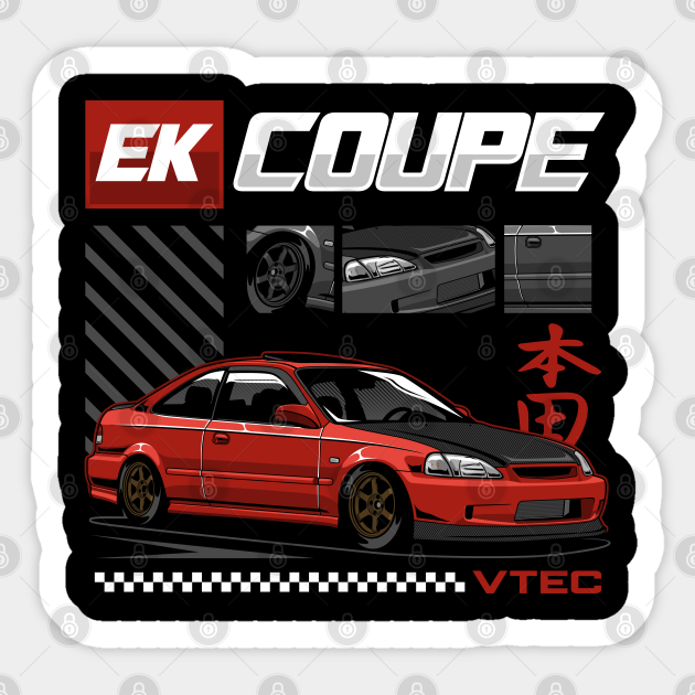 Civic EK Coupe - Civic Ek - Sticker | TeePublic