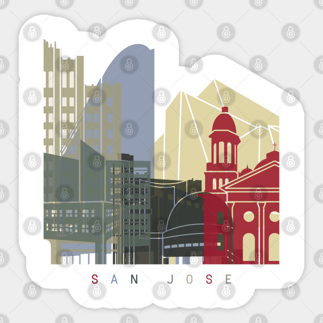 San Jose skyline poster - Skyline - Sticker | TeePublic