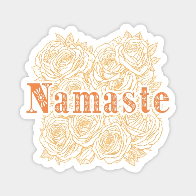 Namaste Roses Outline Design - Namaste - Magnet | TeePublic