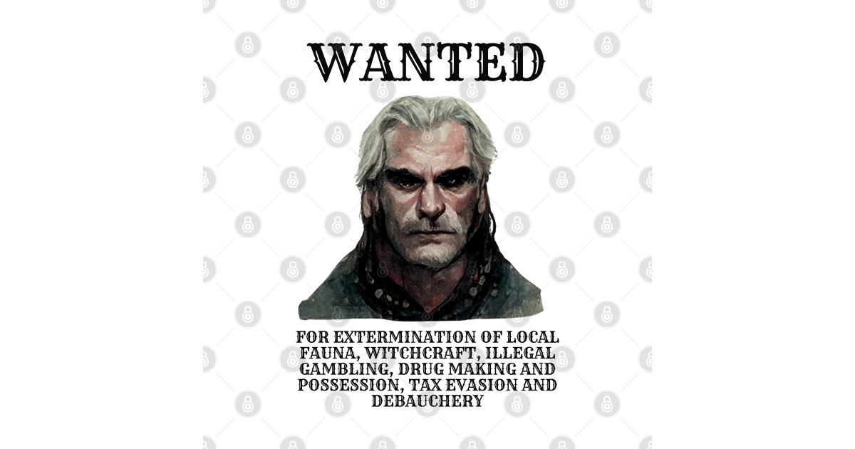 Wanted Poster - Light - Fantasy - Funny Witcher - The Witcher - T-Shirt ...