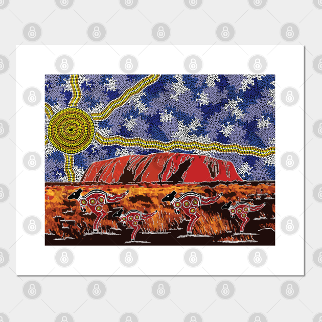 Aboriginal Art - Uluru Ayers Rock Blue Sky - Uluru Rock - Posters and ...