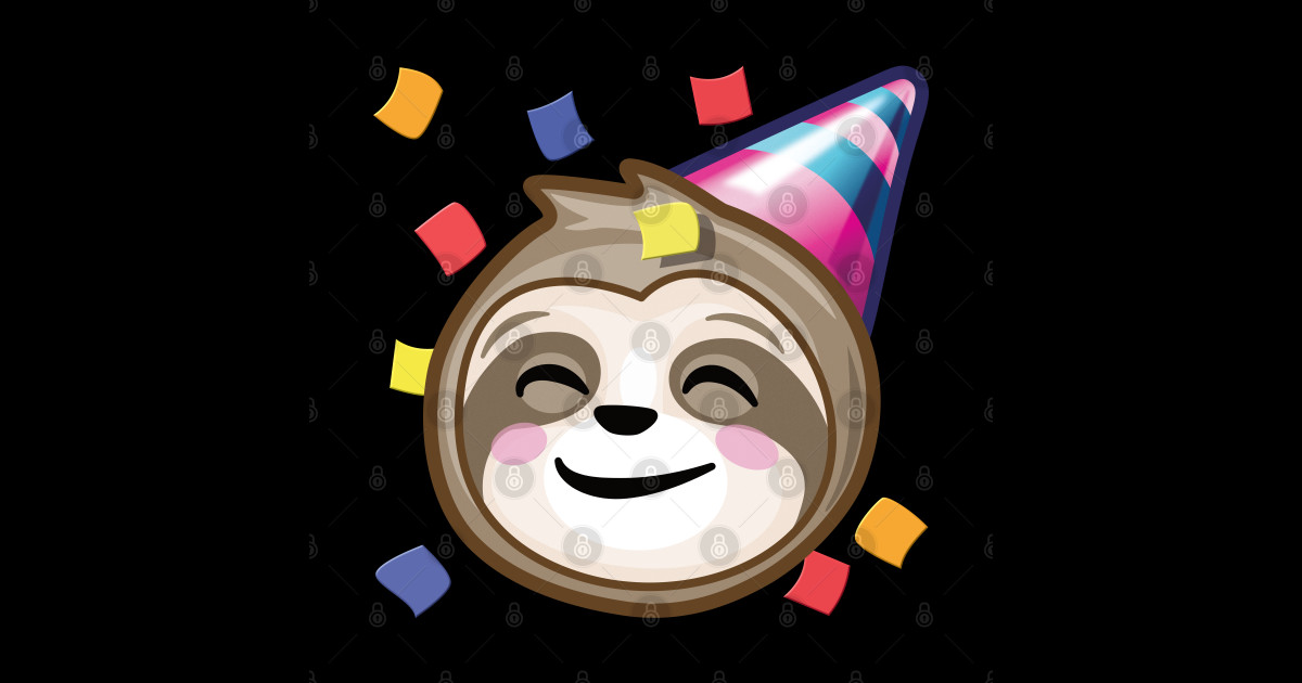 Celebration Sloth Face - Sloth Lover - Sticker | TeePublic
