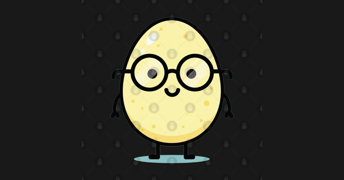 Happy Egghead Cute Cartoon Egg with Glasses - Egg - T-Shirt | TeePublic
