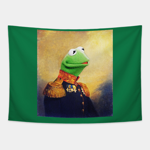 Kermit the Frog Retro Military Portrait - Kermit The Frog - Tapestry ...