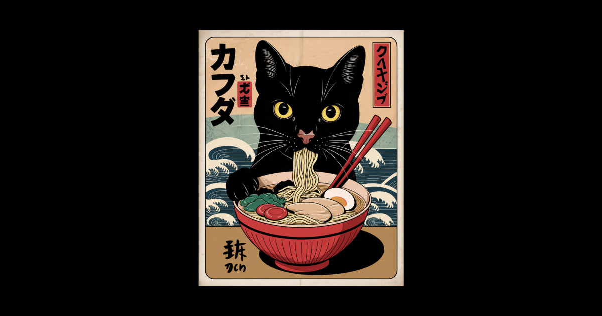 Cat Ramen Art – Japanese Style Retro Anime Food Lovers - Cat Ramen Art ...