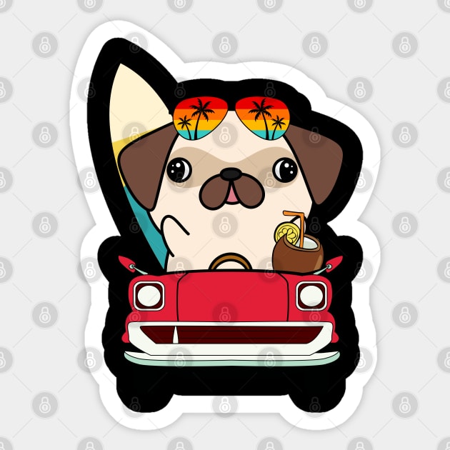 Funny pug driving a car - Pug Driving A Car - Sticker | TeePublic