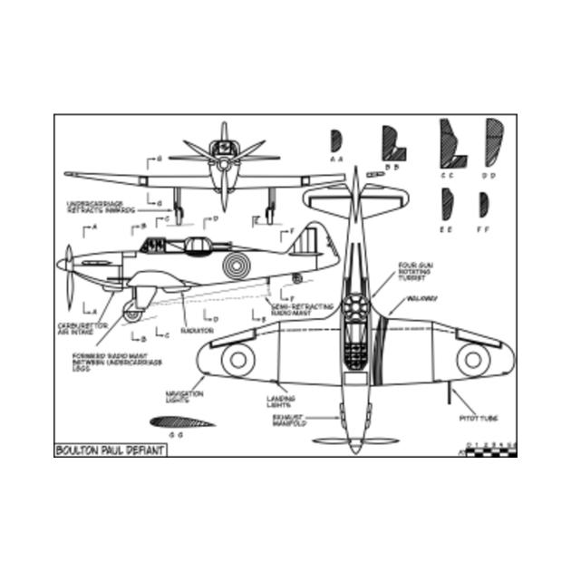 Boulton Paul Defiant British WW2 Plane Blueprint Diagrams Gift ...