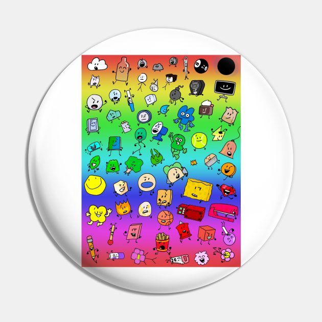 BFDI All Characters (Rainbow) - Bfb - Pin | TeePublic BFDI All Characters (Rainbow) - Bfb - Pin | TeePublic