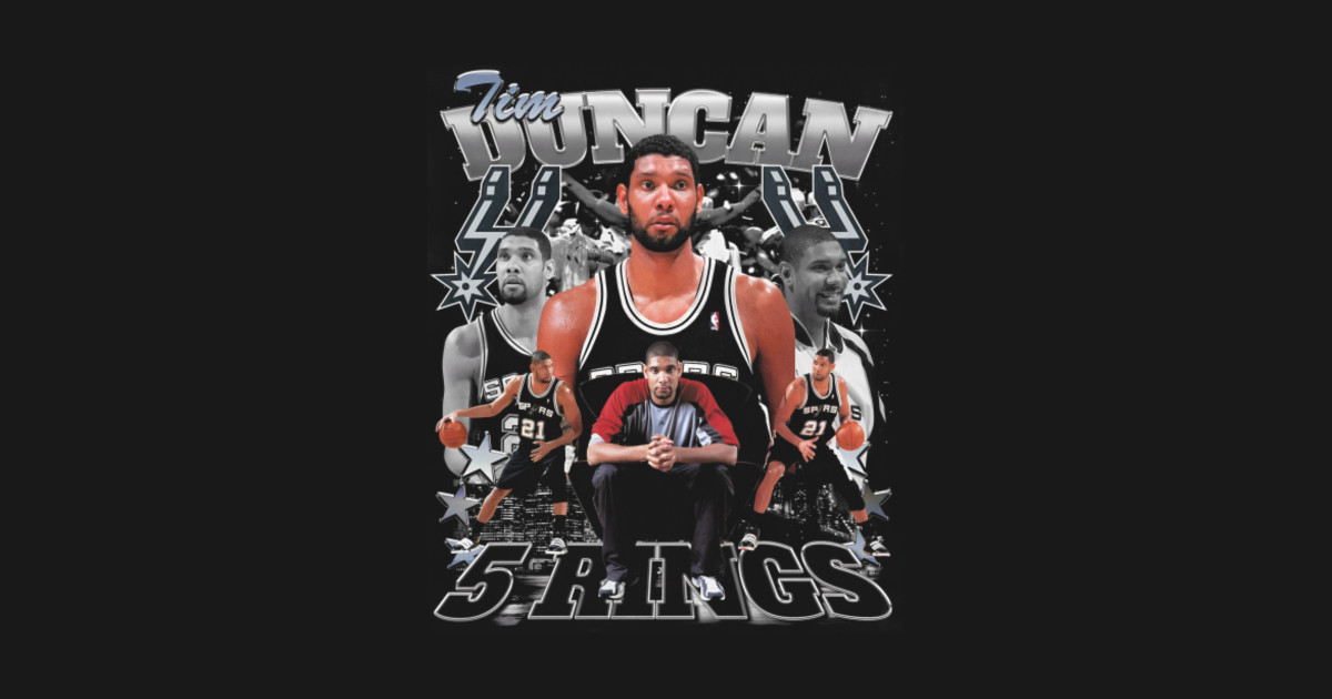 Tim Duncan 5 Rings - Tim Duncan - T-Shirt | TeePublic