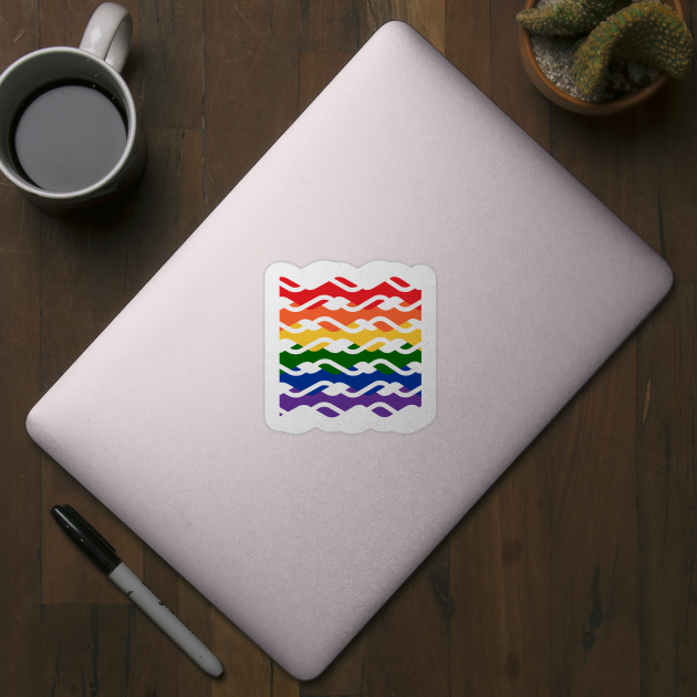 LGBT Rainbow Waves Design - Lgbt Flag - Sticker | TeePublic