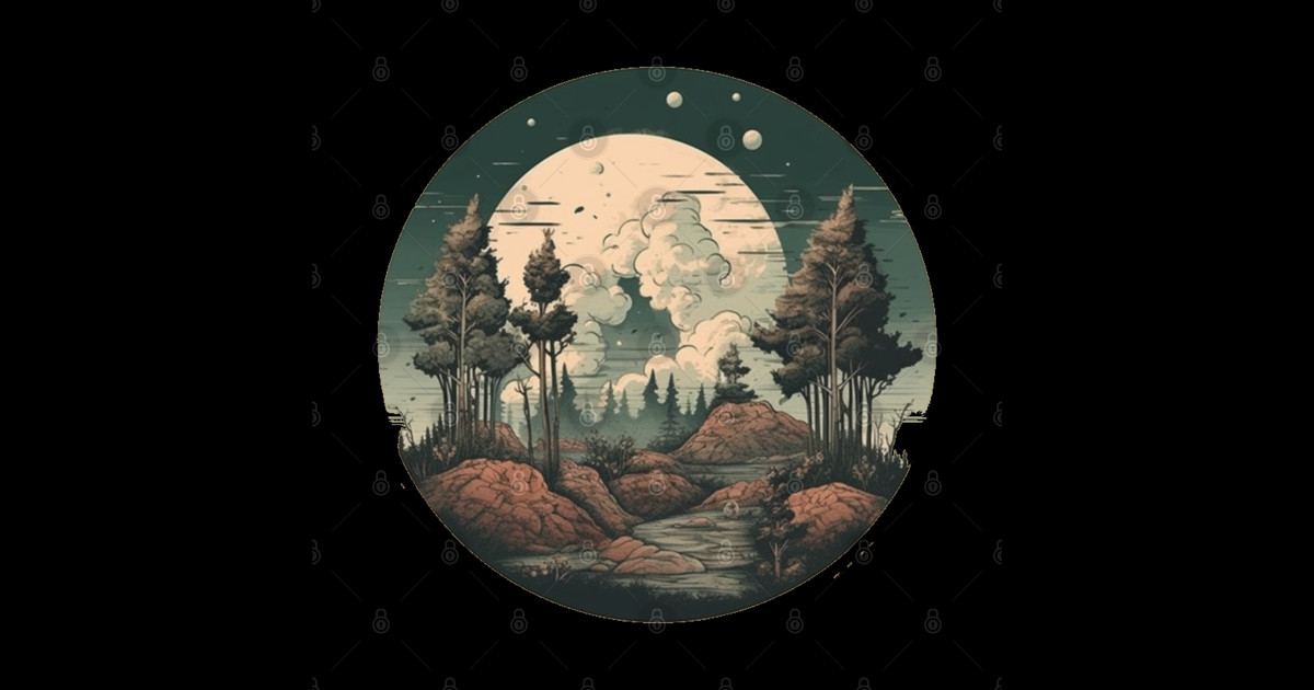 Night Forest - Moon - Sticker | TeePublic