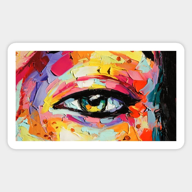 Oil painting of a big eye. - Eyes - Sticker | TeePublic