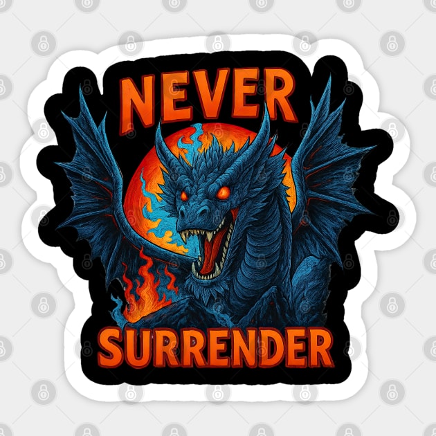 Never Surrender Dragon - Never Surrender - Sticker | TeePublic