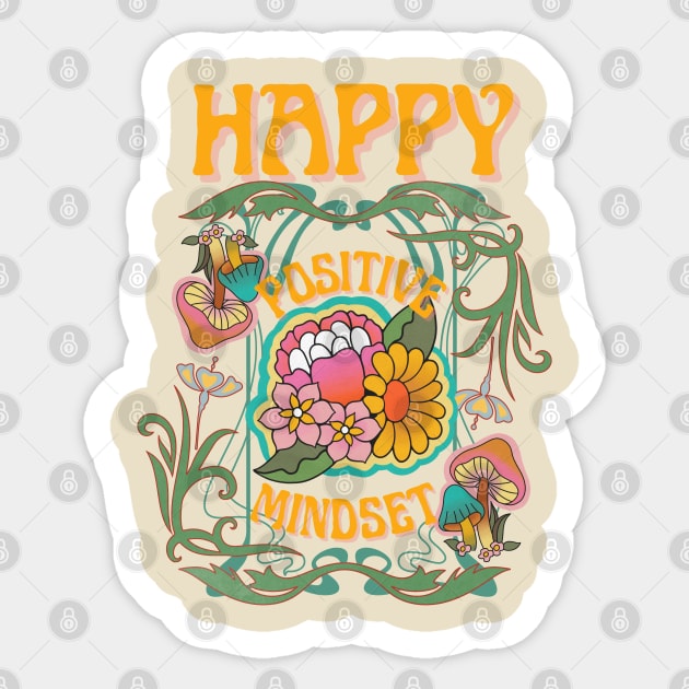 Happy Positive Mindset - Hippie - Sticker | TeePublic