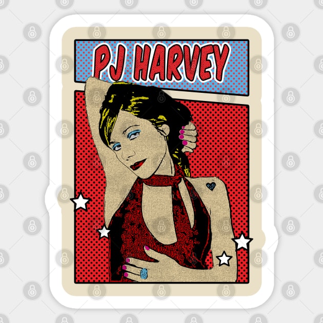 PJ Harvey Pop Art Comic Style - Pj Harvey - Sticker | TeePublic