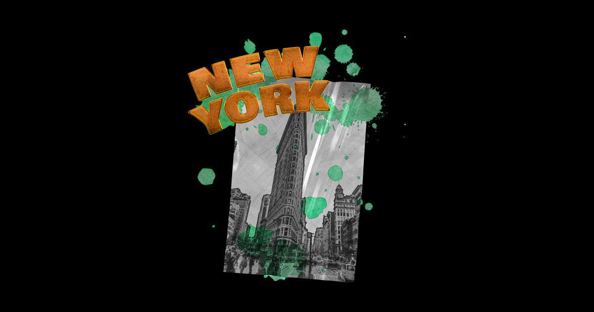 New York Drip - Orange/Green - New York City Gifts - Sticker | TeePublic
