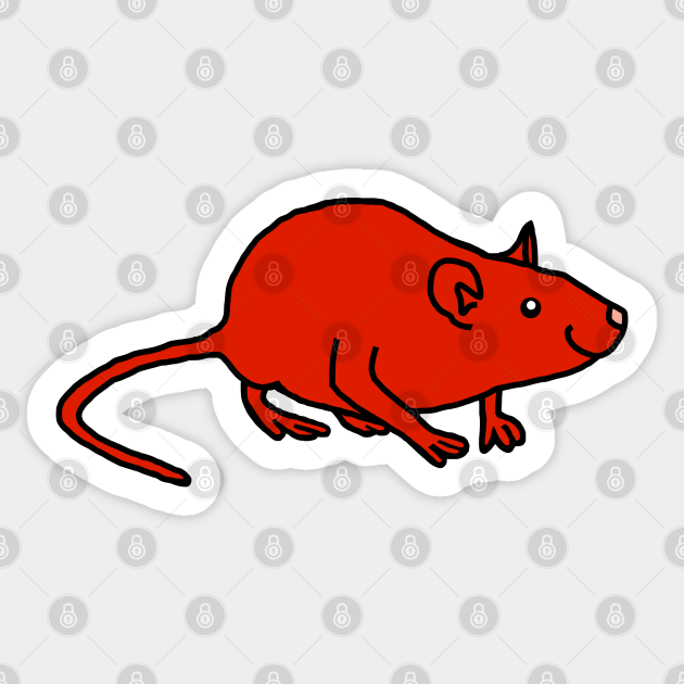 Red Rat Minimal Line Drawing - Red - Sticker | TeePublic