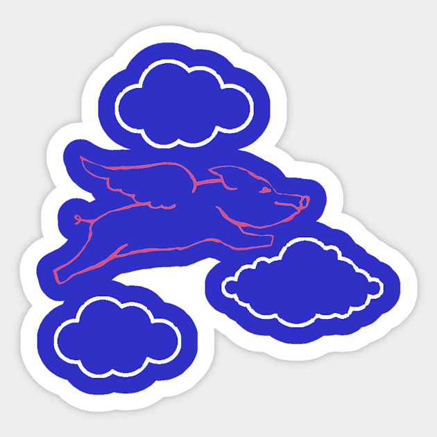 Flying Pig and Clouds - Flying Pig - Sticker | TeePublic