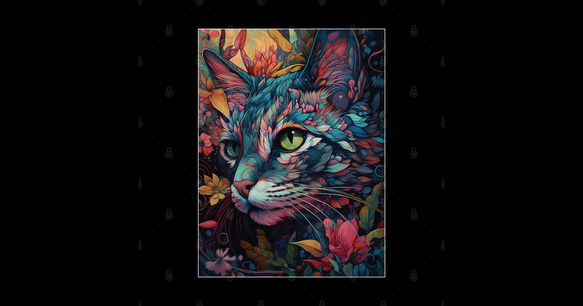Cool Calico Cat with Flower V1 - Cat - Sticker | TeePublic