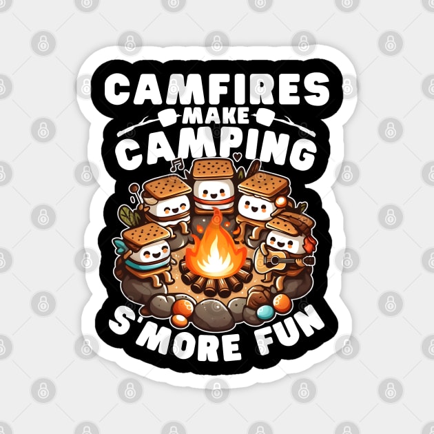 Campfires Make Camping Smore Fun Funny Smore Pun - Funny Smore - Magnet ...