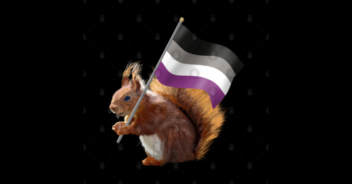 Red Squirrel Holding an Asexual Pride Flag - Lgbt - Posters and Art ...