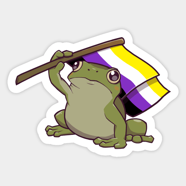Nonbinary Pride Flag-Holding Frog - Saltuurn - Sticker | TeePublic