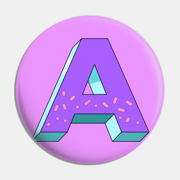 A 3D Retro Letter - Letter A - Pin | TeePublic
