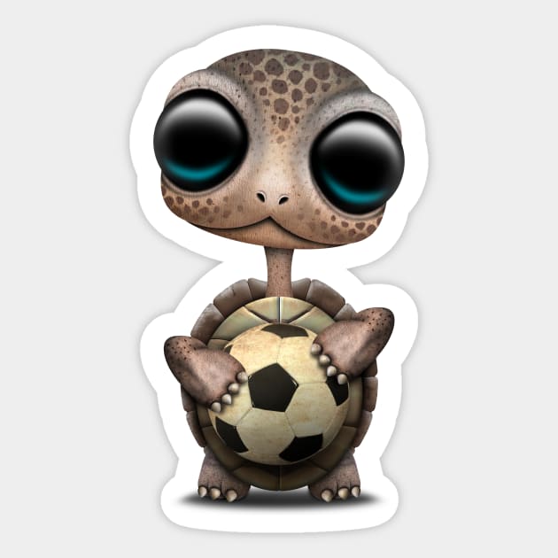 Cute Baby Turtle With Football Soccer Ball - Football - Sticker | TeePublic