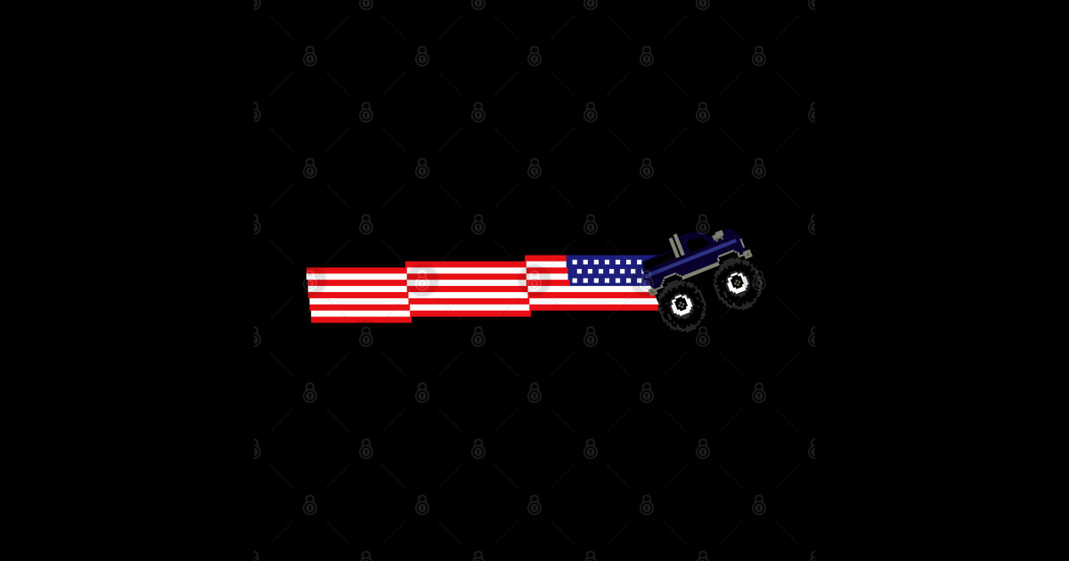 8 bit American Monster Truck - Monster Truck - Sticker | TeePublic
