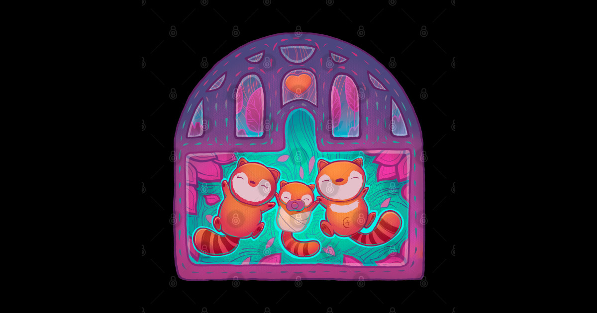 Cozy raccoon family sleeping in the root tree - Raccoons - Sticker ...