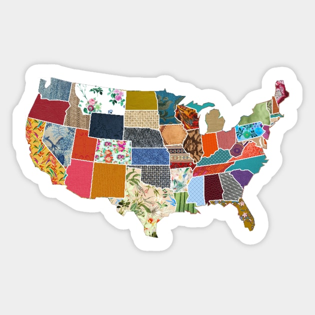 Patchwork Map of America - Map - Sticker | TeePublic