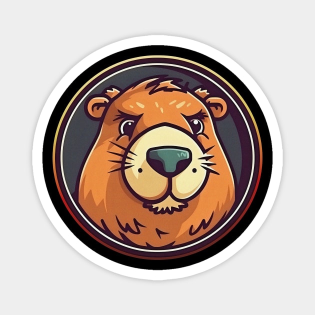 Cartoon illustration of smiling capybara - Capybara - Magnet | TeePublic