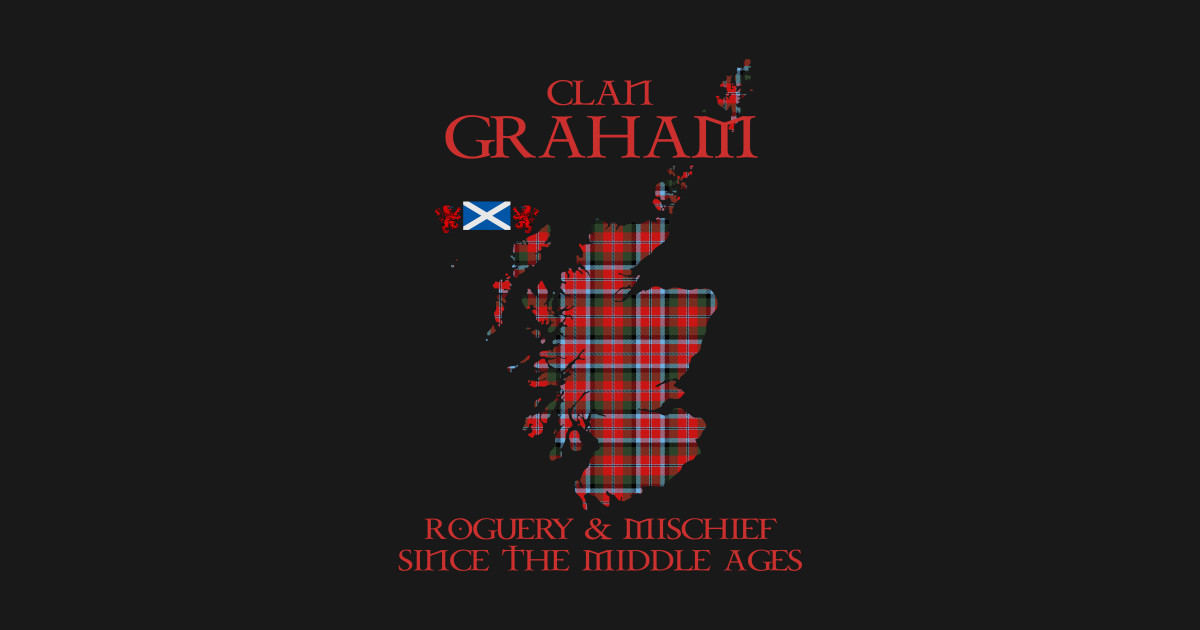 Clan Graham Red tartan Scotland map Saltire flag and lion rampant ...
