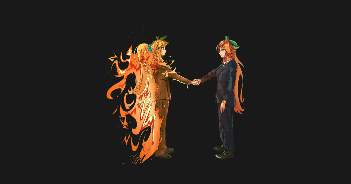 Fire Handshake Anime - Anime Art - T-Shirt | TeePublic