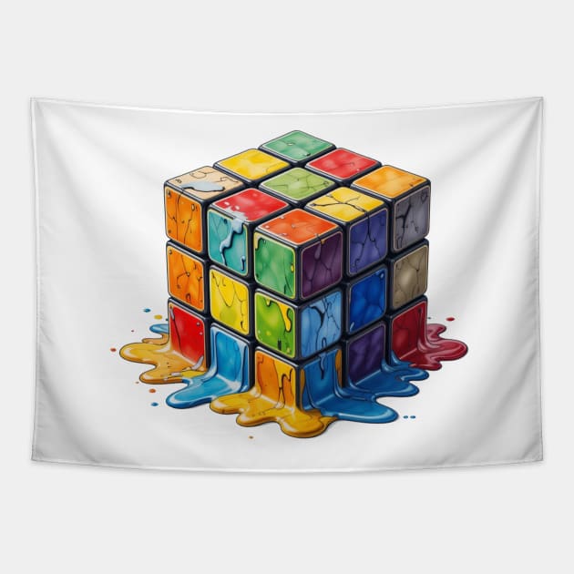 Melting Rubik's Cube - Vibrant Dripping Puzzle Art - Melting Rubiks ...