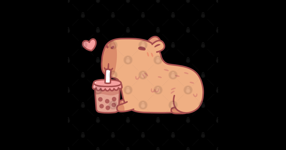 Cute Capybara Chilling With Bubble Tea - Cute Capybara - Sticker ...