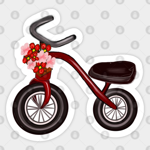 Tricycle with flower basket - Tricycle - Sticker | TeePublic