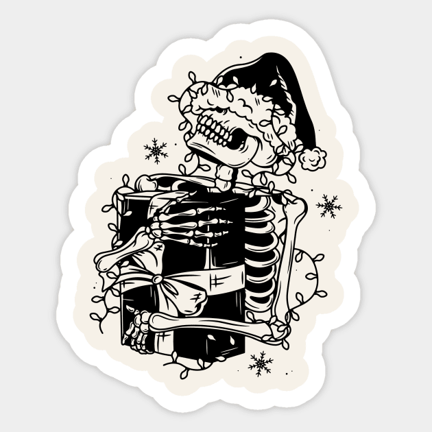 Skeleton Holding Present - Christmas - Sticker | TeePublic