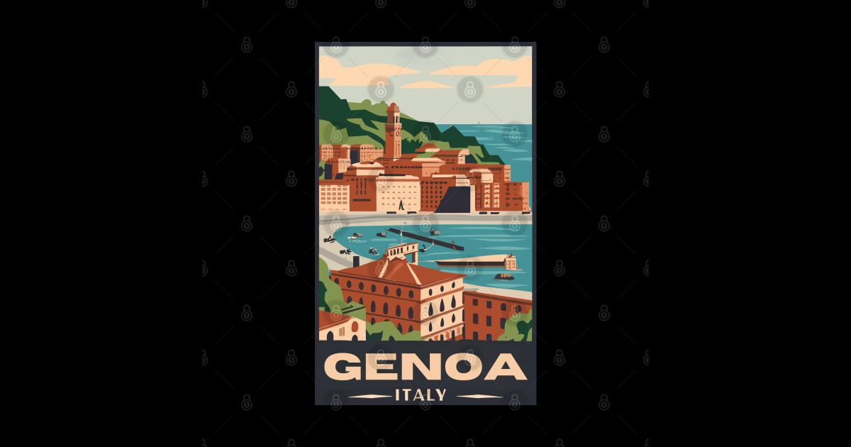 A Vintage Travel Art of Genoa - Italy - Genoa - Sticker | TeePublic