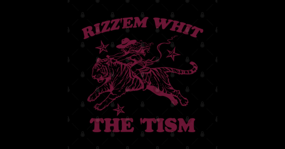 Rizz em whit the tism - Hell Cat Cowgirl Riding Tiger Vintage T-Shirt ...